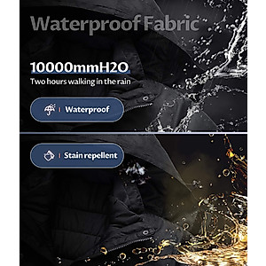 CREATMO US Women's 3 in 1 Waterproof Ski Jacket Windproof Snow Coat Black 2XL