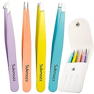Sukmazz Tweezers for Eyebrows,Eyebrow Tweezers Set for Ingrown Hair Removal Eyelash Extension Eyebrows Plucking Tweezers