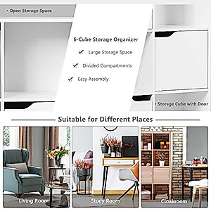 Giantex 9-Cube Storage Organizer, Storage Cabinet with 4 Open Cubes and 5 Cabinets, Free Standing Wooden Cubby Bookcase, Compartment Units for Home Office, 3-Tier Bookshelf for Books, Toys