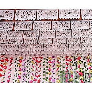 White Papel Picado, White Fiesta Banner, Mexican Theme Party Supplies, Mexican Wedding Flags Cinco de Mayo Tissue Paper Panels WS700