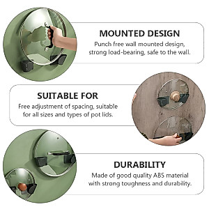 Luxshiny 3 pairs Kitchen Wall- Utensils Lid Hanging Pot Pan Cover Rack Wall Holder Cutting Stand Adhesive Cabinet Mount Cookware Holders Mounted Hangers Wall-mounted Free for Organizers
