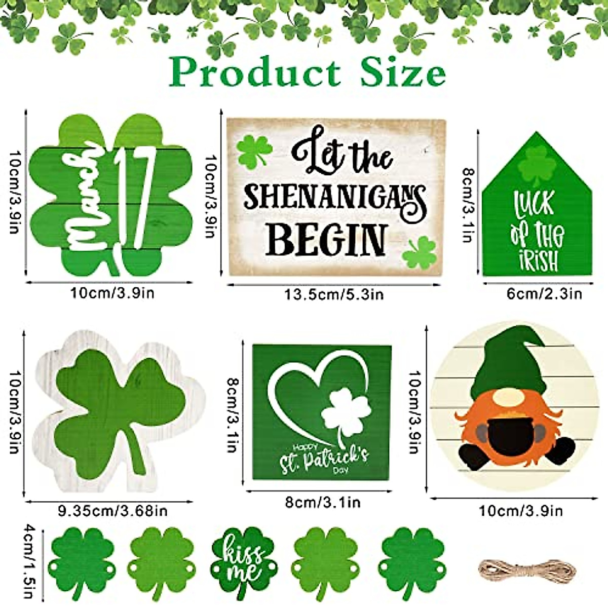 11 Pieces St. Patrick's Day Tiered Tray Decor Shamrock Wooden Signs St. Patrick's Day Freestanding Table Decorations for St. Patrick's Day Table Home Kitchen Bar Decoration Party Decorations