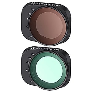 K&F Concept Mini 3/ Mini 3 Pro Variable ND Lens Filters Kit ND2-32+ND32-512(2 Pcs), Variable ND Filters 1-5 Stops + 5-9 Stops Compatible with DJI Mini 3/ Mini 3 Pro