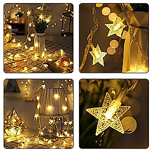Merdeco Star String Lights, 16ft/5m 50 LED Plug in String Lights Warm White Fairy Lights for Christmas/Wedding/Party Indoor and Outdoor Decoration