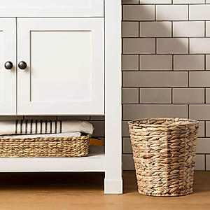 Motifeur Bathroom Wastebasket - Hand-Woven Water Hyacinth Wicker Decorative Trash Can, Seagrass Garbage Bin…