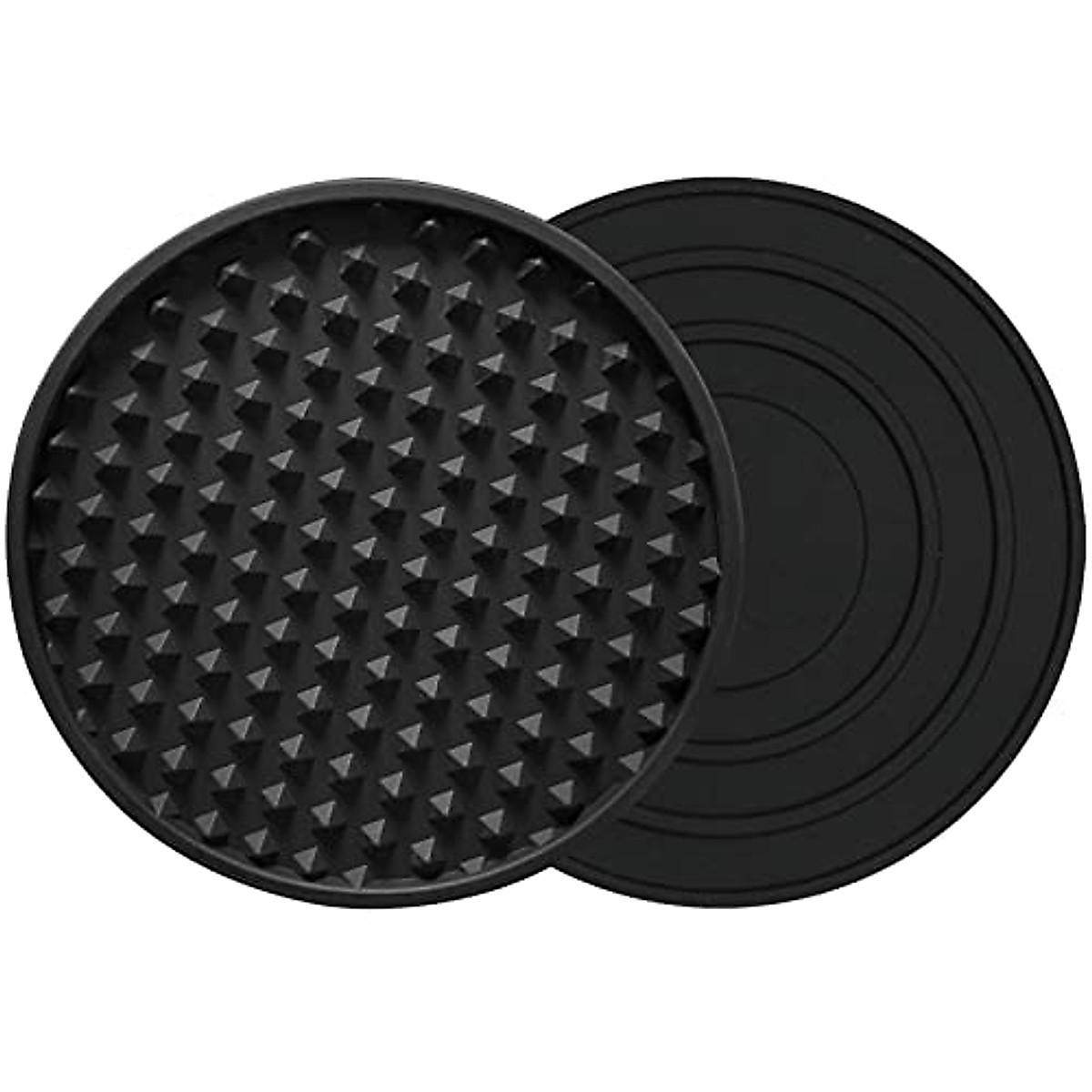 WEGO Coasters for Drinks Set of 6 with Holder, Silicone Coasters Tabletop Protection for Any Table Type, Wood, Glass, Stone Tables, Dishwasher Safe, Washable and Heat Resistant Coffee Coasters (Black)