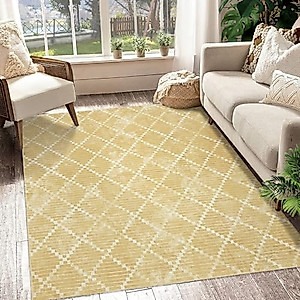 GAOMON Washable Area Rug Modern Geometric Living Room Rug Non-Slip Stain Resistant Contemporary Diamond Accent Rug Indoor Floor Carpet for Bedroom Entryway Laundry Room, 4' x 6', Taupe