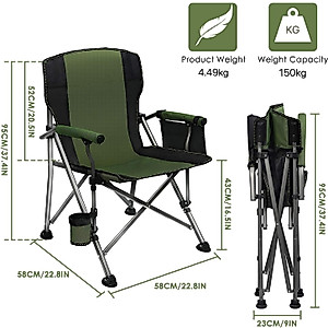 LEADALLWAY Camping Chairs for Heavy People Oversized Outdoor Chairs with Cup Holder and Storage Bag