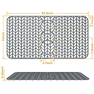 Silicone Sink Mat Protectors for Kitchen 29.5‘’×15‘’ JOOKKI Kitchen Sink Protector Grid for Farmhouse Stainless Steel Accessory with Reserved hole