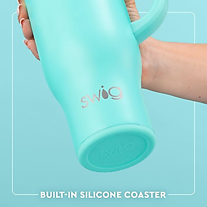 Swig Life 30oz Mega Mug, 30 oz Tumbler with Handle and Straw, Cup Holder Friendly, Dishwasher Safe, Extra Large Insulated Tumbler, Stainless Steel Water Bottle (Holly Jolly)