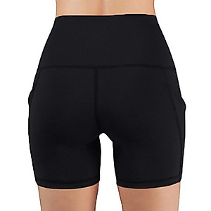 NEWITIN 3 Pieces High Waist Shorts Workout Yoga Shorts with Side Pockets Sport Shorts for Women (Black M)