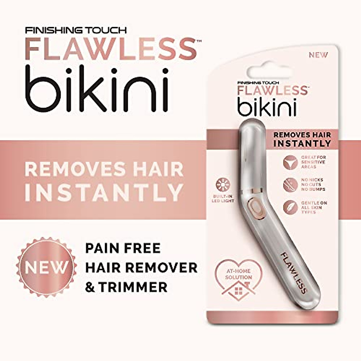 Finishing Touch Flawless Bikini Shaver and Trimmer Hair Remover for Women, Dry Use Electric Razor, Personal Groomer for Intimate Ladies Shaving, No Bump, Smooth Shave