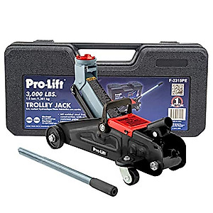 Pro-LifT F-2315PE Grey Hydraulic Trolley Jack Car Lift with Blow Molded Case-3000 LBS Capacity, 12 Inch, Black