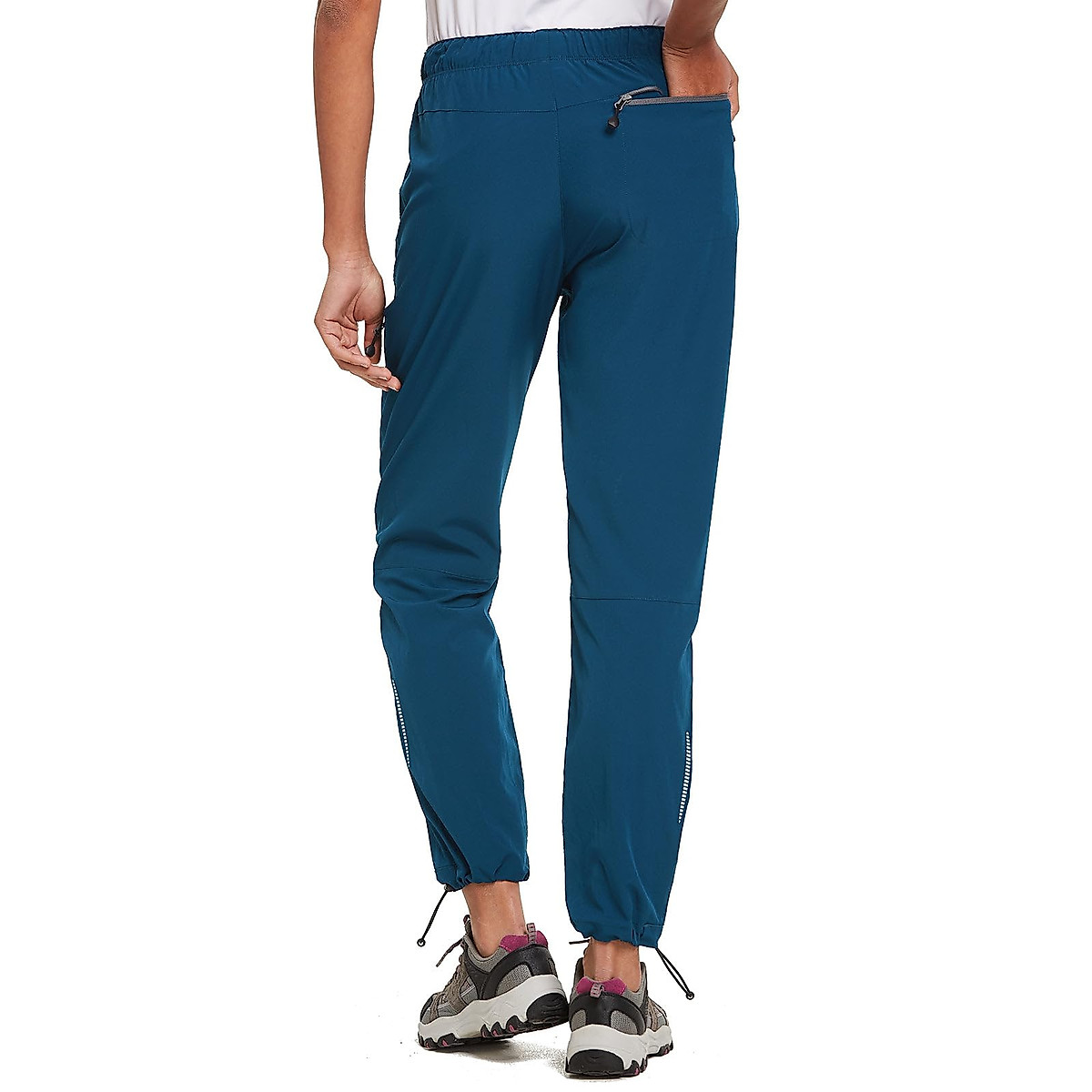 BALEAF Women's Hiking Pants Quick Dry Water Resistant Lightweight Joggers Pant for All Seasons Elastic Waist Navy Blue Size XL, Capri