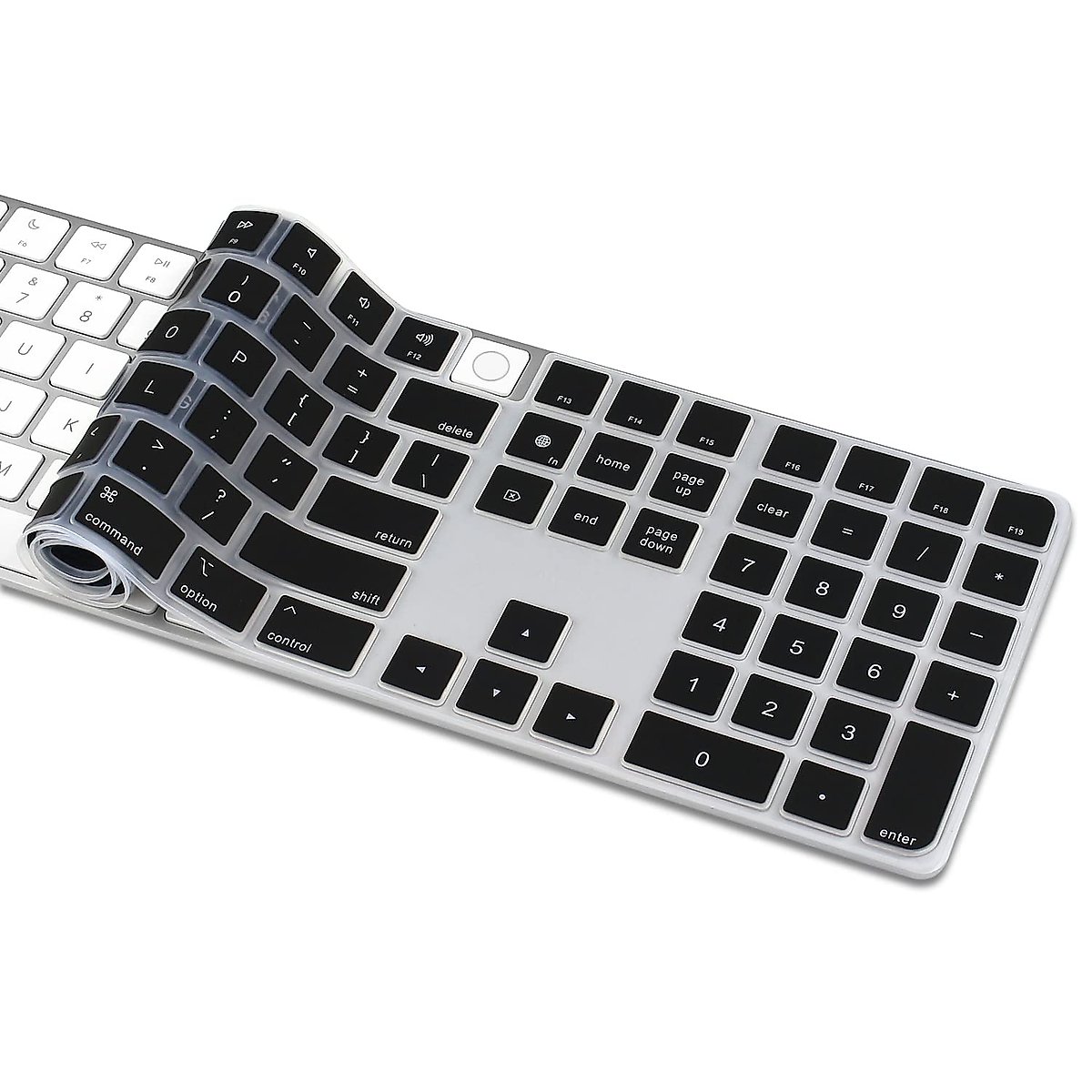 ProElife Ultra Thin Silicone Keyboard Cover Skin for 2023-2021 Magic Keyboard with Touch ID and Numeric Keypad Model-A2520 U.S Enter Protector (3 Keys ON The Left of The Space BAR) (Black)