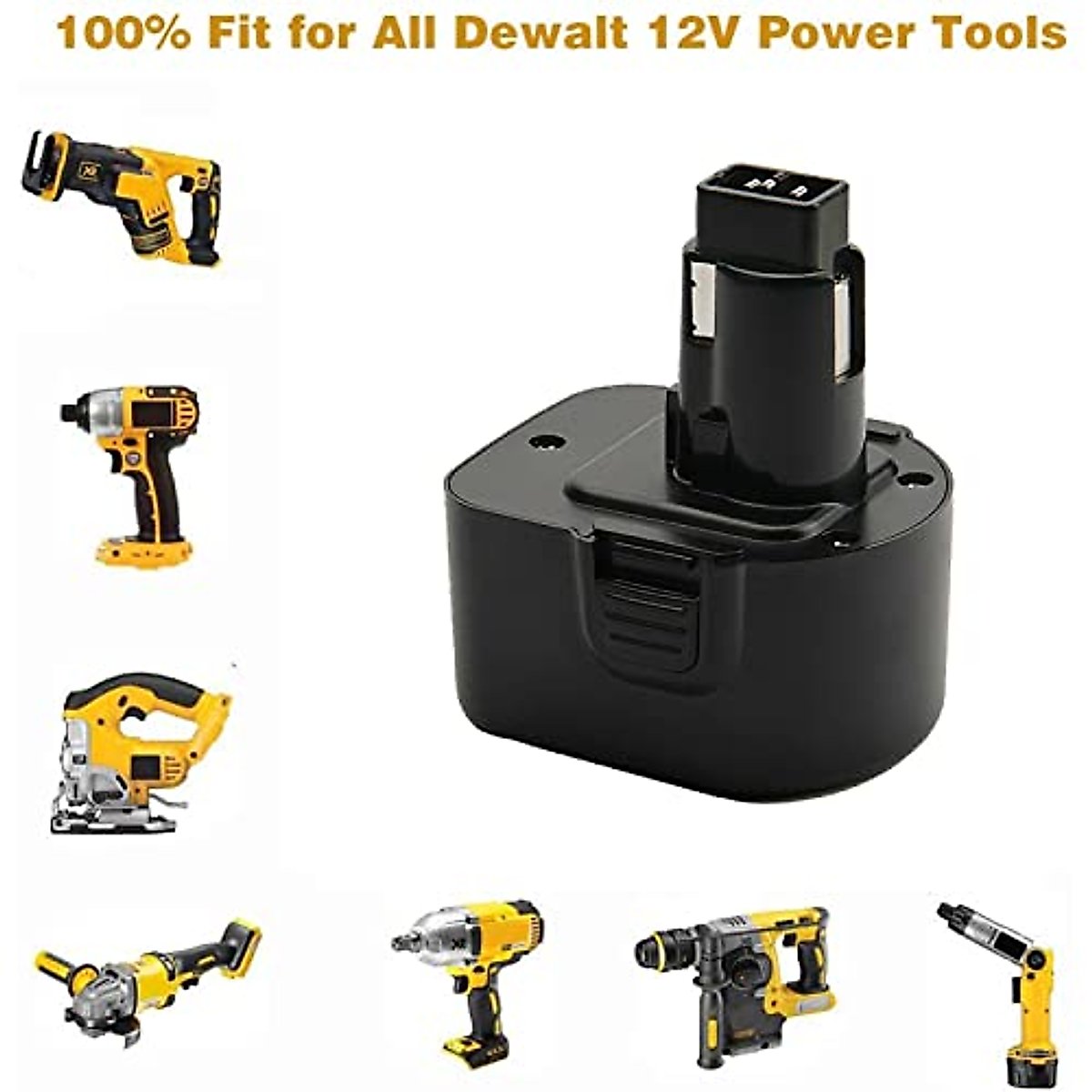 CEENR 4000mAh 12V Battery Compatible with Dewalt 12 Volt Battery XRP DW9071 DW9072 DC9071 DE9037 DE9071 DE9072 DE9074 DE9075 Replacement for Dewalt 12 V Cordless Power Tools - 2 Pack Ni-Mh