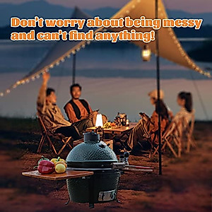 KAMaster Wooden Side Shelves for MiniMax Big Green Egg,Red Oak Wood Egg Mates Big Green Egg Accessories Egg Mates for The MiniMax Egg Side Tables Grill Parts Replacement Grill Smoker