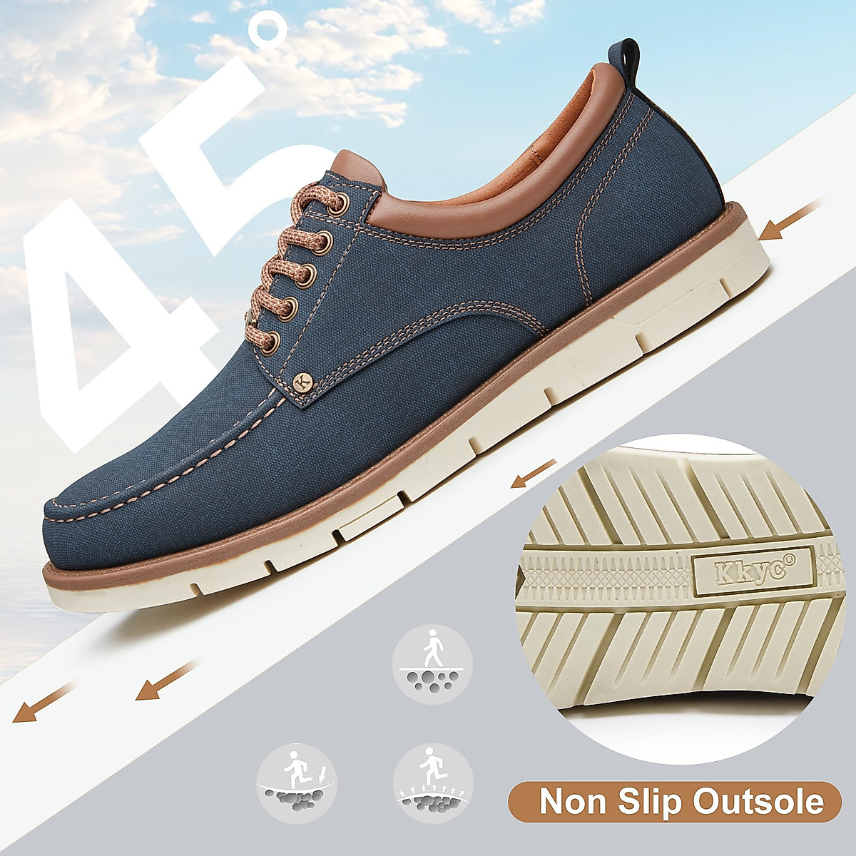 Kkyc Men's Comfortable Business Casual Dress Shoes, Classic Fashion Lace up Work Shoes 11M (Blue)