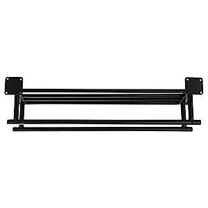 Mind Reader Alloy Collection, Wall-Mount Towel Rack with 2 Bars and Top Shelf, Drying Rack, Metal, Black