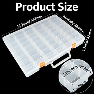LOYORTY 2 Pack 48 Grids Clear Plastic Organizer Box with Removable Divider, Bead Organizers and Storage, Tackle Box Organizer for Bead, Nail, Jewelry, DIY Crafts