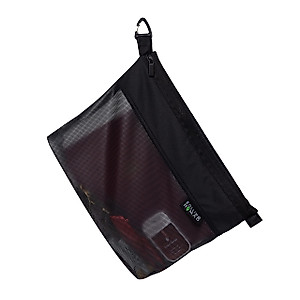 Rolling Nomad Large Zipper Pouch, Water-Resistant Mesh Bag, Black Travel Organizer, Toiletry, Storage, Cosmetics, Money Purse, Accesory, 14.2x10.2x0.4
