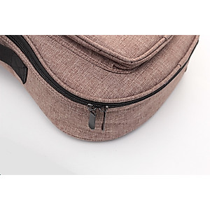 HOT SEAL Simple Linen 10MM Classic Thick Durable Ukulele Case Bag with Large Storage (23/24in, Brown)