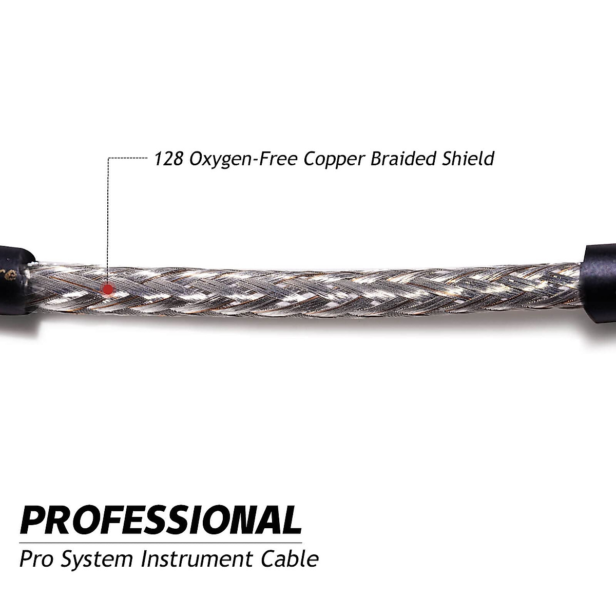 uncle crazy Guitar Instrument Cable, 10 Feet, 20 AWG Electric Instrument Cable Bass Amp Cord for Guitar Bass Amplifier Audio, Straight-Straight Angle, ¼ Inch (6.35mm) Connectors(Pro Black 10)