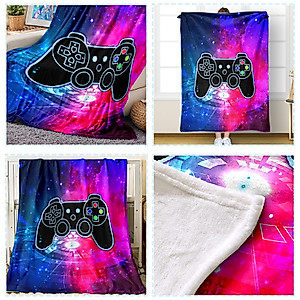 Jiospet Gamer Throw Blanket - Gaming Blanket Video Game Throw Blanket Gifts for Teen Boys Girls Game Blanket for Sofa Bedroom Gamer Room Decor, Throw Size 50" X 60"
