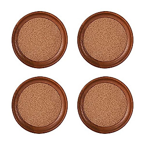Kamenstein 4 Piece Set, Natural Acacia Wood and Cork Stackable Coasters, Set of 4