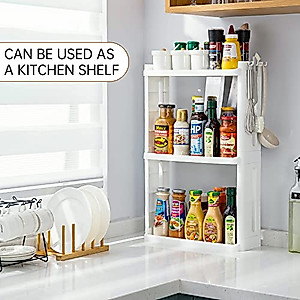 HAIXIN Slim Rolling Storage Cart, 3 Tier Bathroom Organizer Mobile Shelving Unit, Mobile Shelving Unit Storage Rolling Utility Cart, Tower Rack for Kitchen Bathroom Laundry Dorm Narrow Places, White