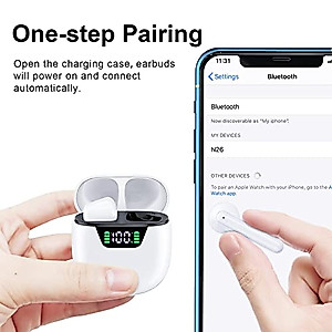 Wireless Earbuds Bluetoth Headphones 35Hrs Battery Life with Wireless Charging Case, IPX7 Waterproof TWS Semi-in-ear Earphones Clear Call Power Display Built-in Mic Stereo Headset for iPhone/Android