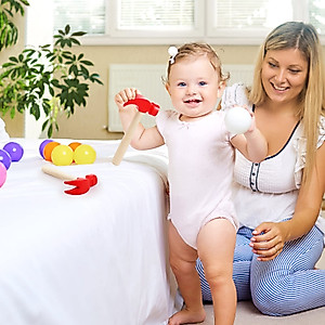 2 Pack Wooden Hammer Toys Simulation Hammers Maintenance Tools Educational Toys for Kids Birthday Party Games Supplies