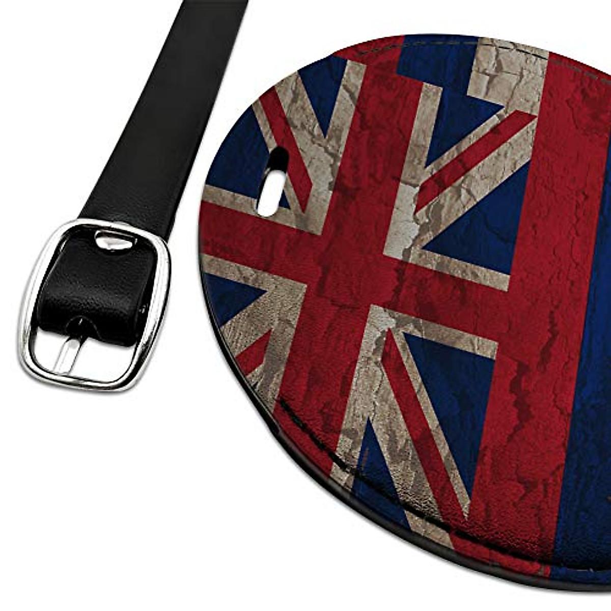 Rustic Distressed Hawaii State Flag Round Leather Luggage Card Carry-On ID Tag