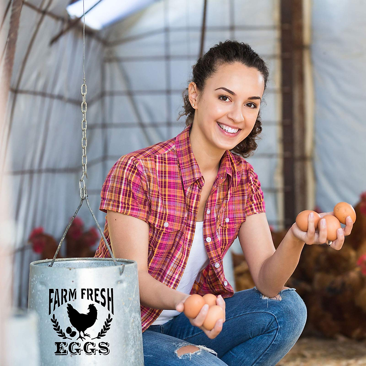 10 Pieces Farmhouse Stencils Farm Reusable Stencils Farm Theme Painting Stencils for Scrapbooking Drawing Tracing DIY Furniture Wall Floor Fabric Decors, 2 Sizes and 10 Patterns