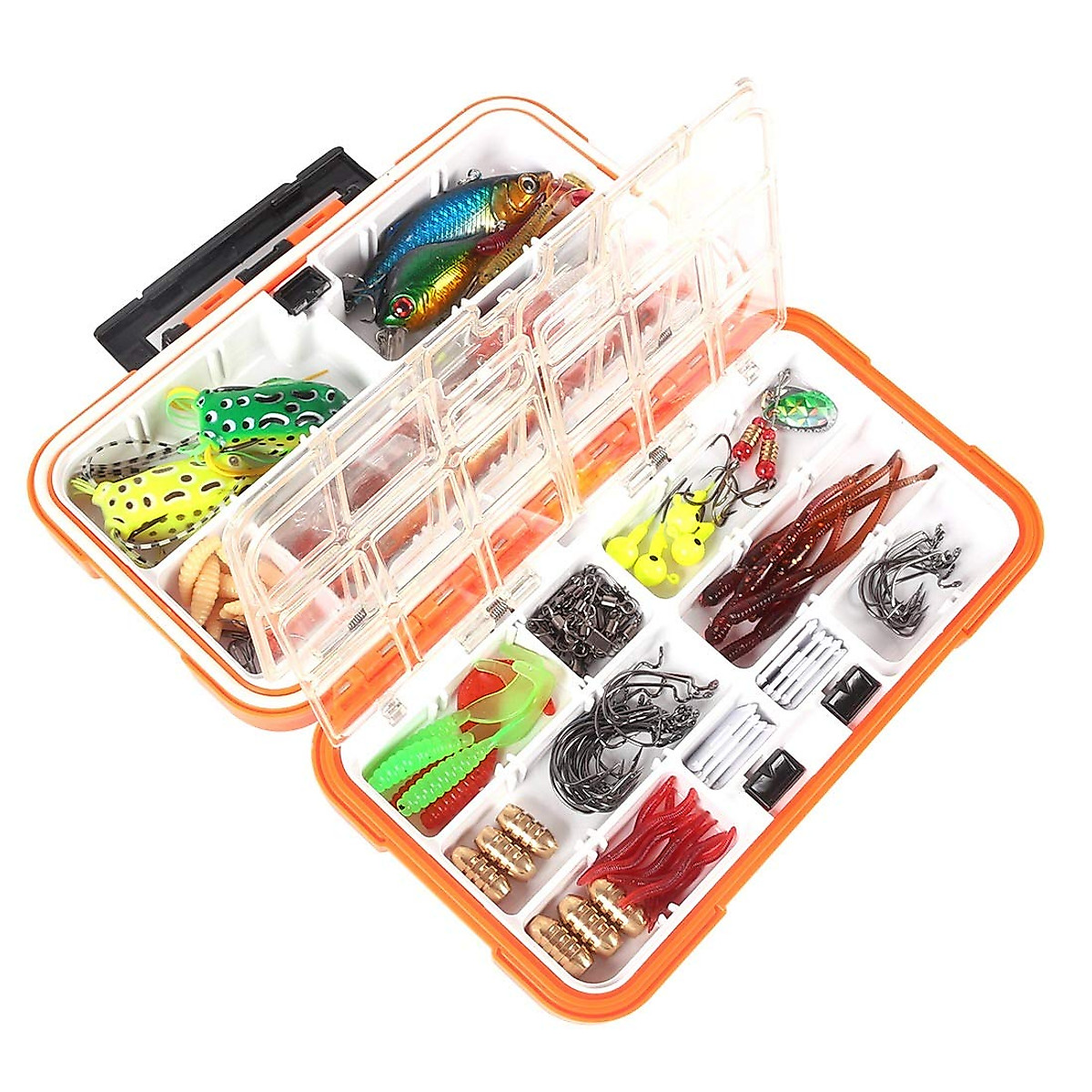 U/D 27/79 /117 PCS Fishing Hooks Lures Baits Tackle Including Crankbaits, Spinnerbaits, Plastic Worms, Jigs, Topwater Lures, Tackle Box and More Fishing Gear Lures Kit Set (117)