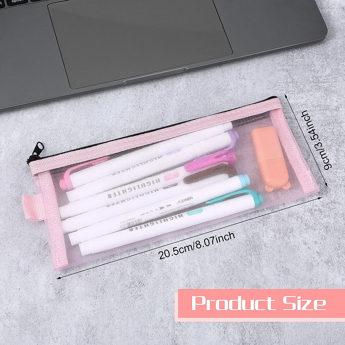 COMNICO 5pcs Pencil Case Pencil Pouch, Clear Exam Pen Bag Simple Nylon Mesh Zipper Pencil Bag Makeup Bag Portable Office Stationery Storage Pouch for Adults