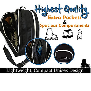 Athletico Ice Skate Bag + Large Skate Blade Cover - Bundle Includes Skate Bag for Ice Skates, Figure Skates, or Hockey Skates and Blade Cover to Protect Blades (Black) (Black, Large)