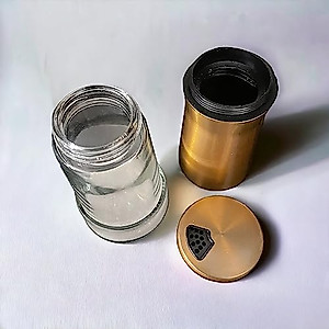 Elegant Copper Gold Salt and Pepper Shaker Set Adjustable Stainless Steel and Glass Modern Design Adjustable Top Makes it the ideal Spice and Seasoning Dispenser Kitchen Sugar and Cinnamon Shakers