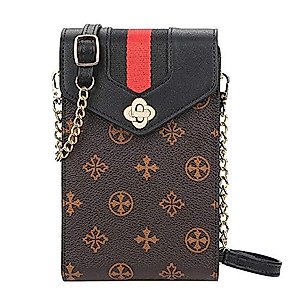Small Crossbody Cell Phone Bag for Women, Chain Strap Fashion Mini Shoulder Purse Wallet Hasp Travel Handbag Case for iPhone 11 Se 2020 11 Pro Xr X Xs Max 8/7/6 Plus LG Stylo Samsung (Black)