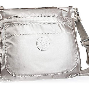 Kipling Women’s Sebastian Crossbody, Super Light, Durable Messenger, Nylon Shoulder Bag, Metallic Glow