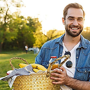MoodiWoody Seagrass Plant Basket – Hand Woven Large Seagrass Baskets with Plastic Liner, Eco-Friendly Storage for Laundry, Picnic, Baskets Decor and Plant Pot Cover (Large, Original)
