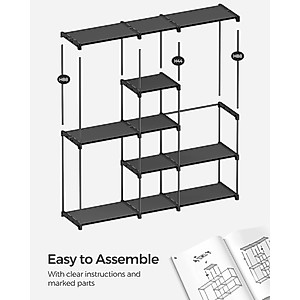 SONGMICS Portable Closet, Freestanding Closet Organizer, Clothes Rack with Shelves, Hanging Rods, Storage Organizer, for Cloakroom, Bedroom, 71.7 x 16.9 x 71.7 Inches, Black URYG037B02