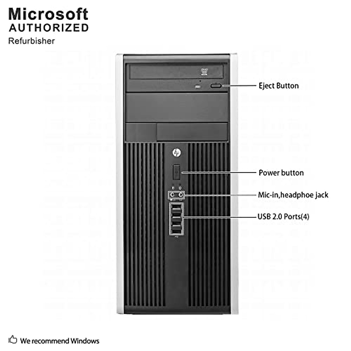 HP Elite 8300 Tower Desktop (Intel Quad Core i5 3.20GHz, 16GB RAM, 2TB HDD, 120GB SSD, Windows 10 Professional, WiFi, HDMI, Bluetooth) (Renewed)