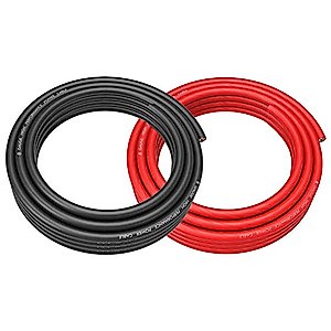 ROCKRIX 8 Gauge 25ft Black and 25ft RED Car Audio Power Ground Soft Touch Wire Cable Set