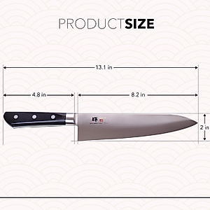 JCK ORIGINAL Kagayaki Japanese Chef’s Knife, KG-13 Professional Western Deba Knife, VG-1 High Carbon Japanese Stainless Steel Pro Kitchen Knife with Ergonomic Pakka Wood Handle, 8.2 inch