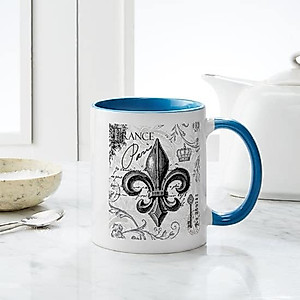 CafePress Vintage French Fleur De Lis Mug Ceramic Coffee Mug, Tea Cup 11 oz