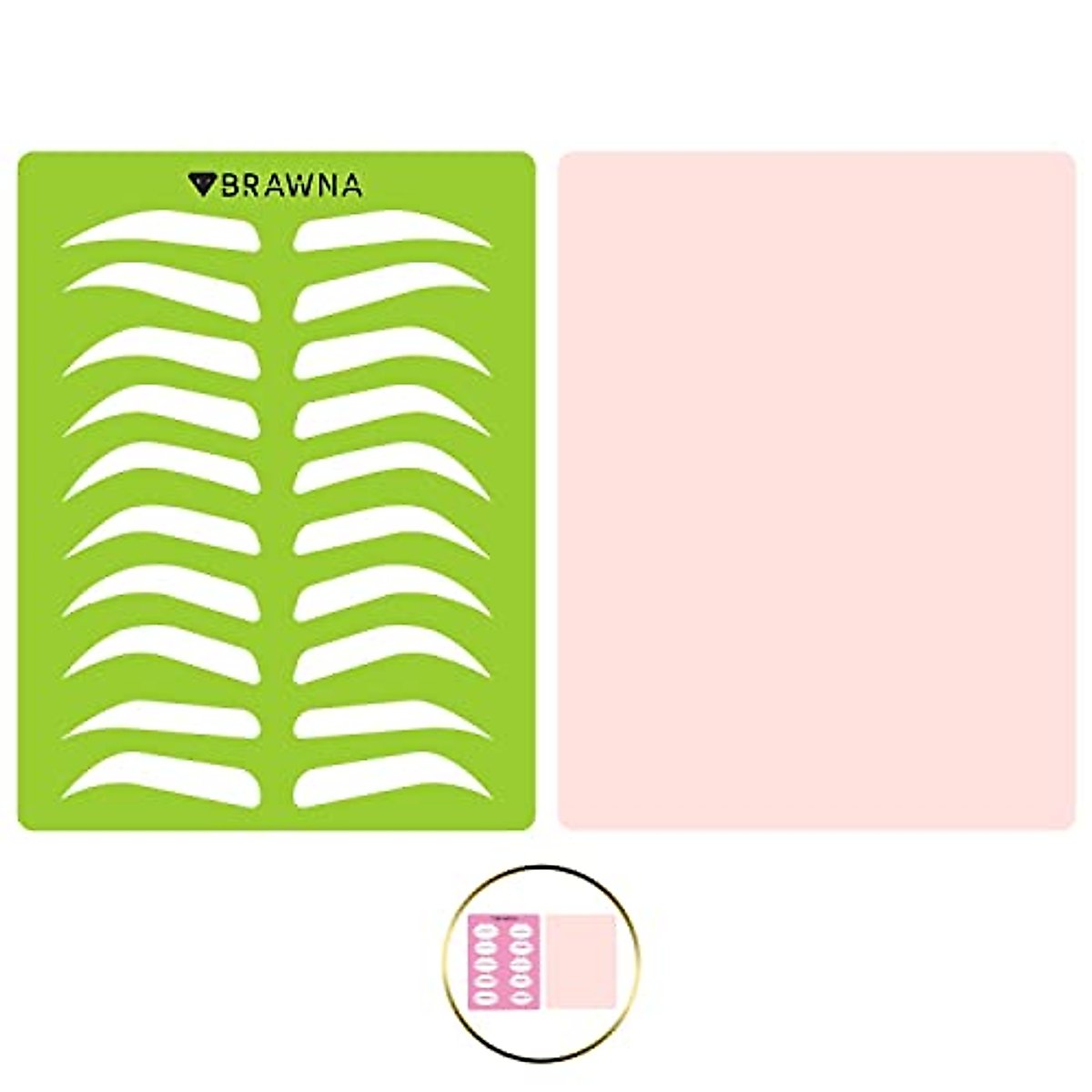 BRAWNA [ Upgraded Version ] Eyebrow Practice Stencil with Microblading Practice Skin | Microblading Template for Eyebrow Tattoo | Microblading Training Supplies | PMU Kit | 10 brow Shapes
