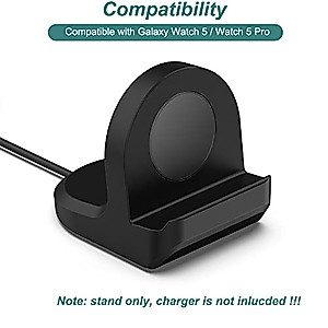 Charger Stand for Galaxy Watch 5/5 Pro, Silicone Charging Stand Dock Holder for for Samsung Galaxy Watch 5 40mm 44mm & Galaxy Watch 5 Pro 45mm (Black)