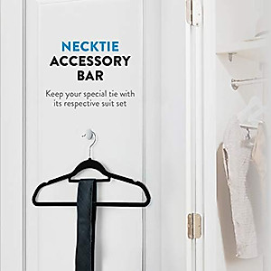 Zober Velvet Hangers 20 Pack - Clothes Hanger W/Tie Bar - Non-Slip, Swivel Hook, Slim Felt Hangers - Suits, Clothes, Pants, Coat Hanger - Black