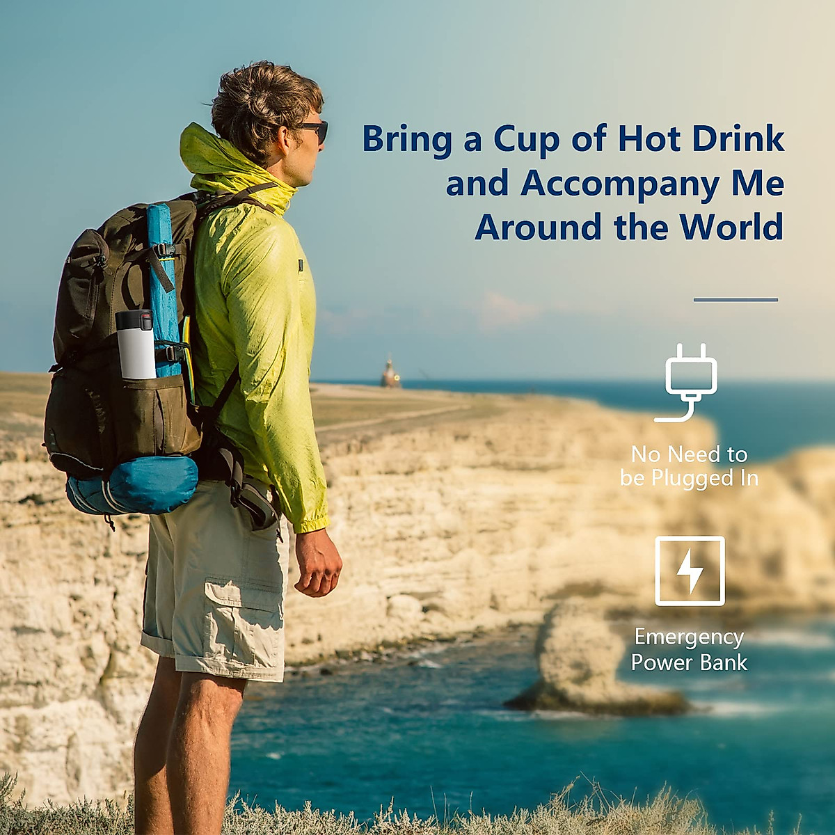 FUTURELAB Temperature Control Coffee Mug, Multi-Functional Travel Mug with 14400mah Power Bank, Vacuum Insulated Hot Beverage Warmer, 10OZ (White)